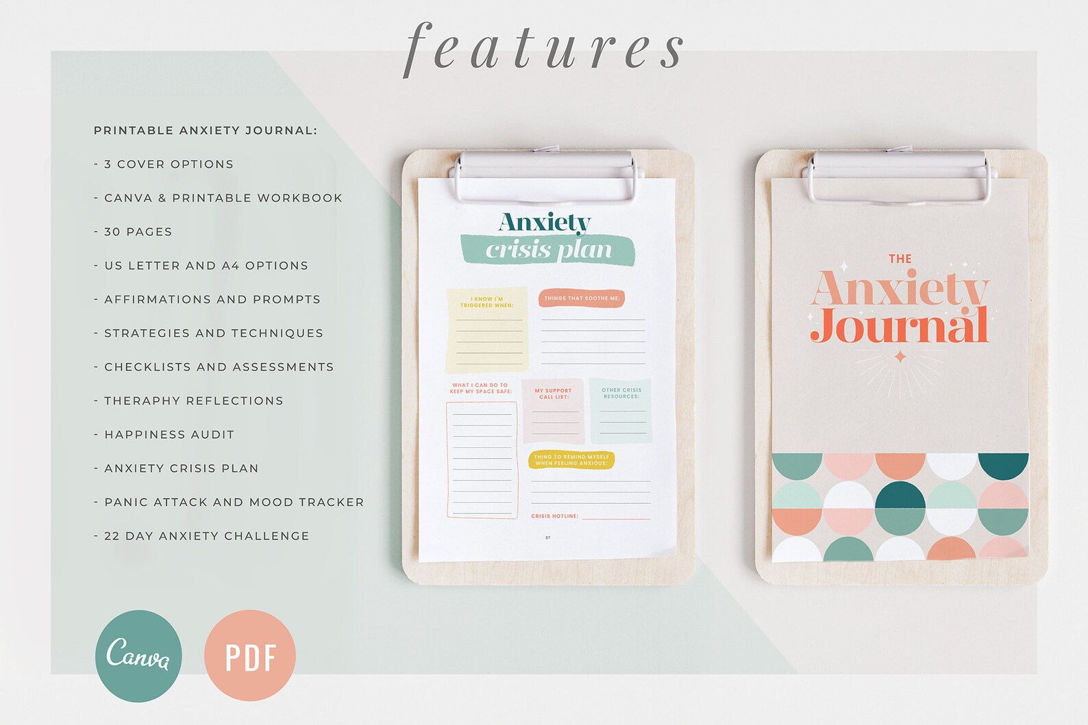 Anxiety Journal Printable Mental Health Diary ADHD Planner PDF Canva ...