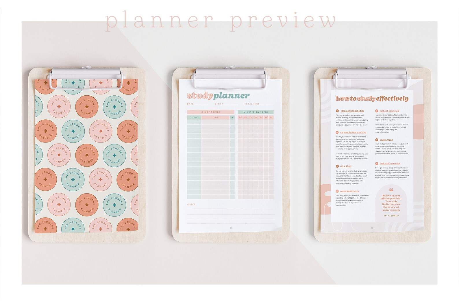 Student Planner Printable College Journal Canva Template Study Workbook ...
