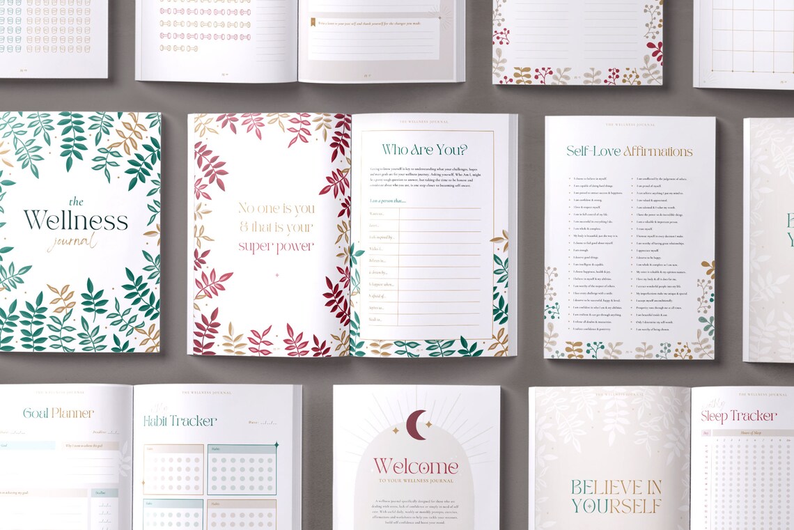 Wellness Journal Printable Self Care Planner PDF Self Love Canva ...