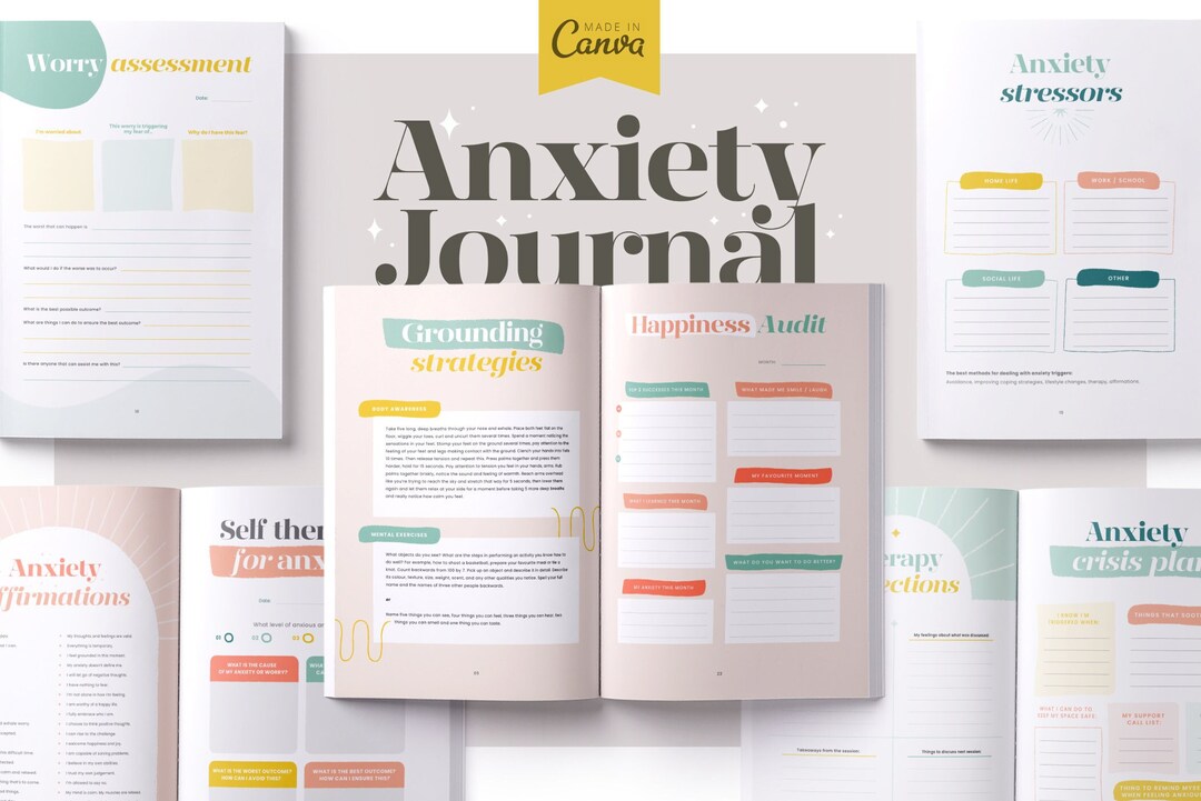Anxiety Journal Printable Mental Health Diary ADHD Planner PDF Canva ...