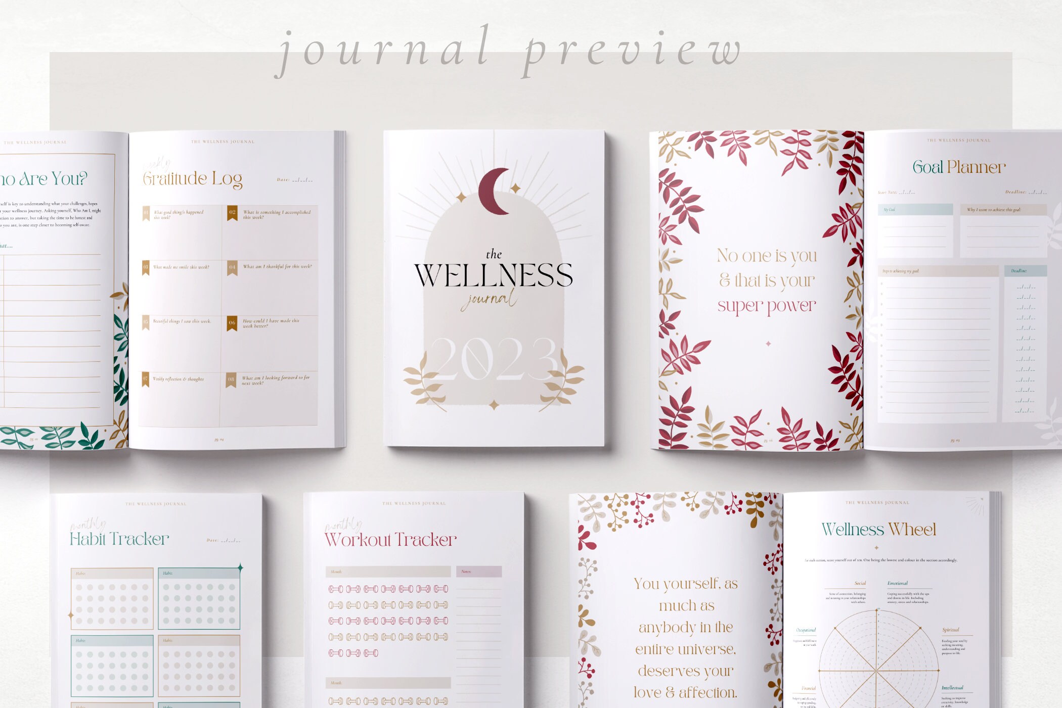 Wellness Journal Printable Self Care Planner PDF Self Love Canva ...