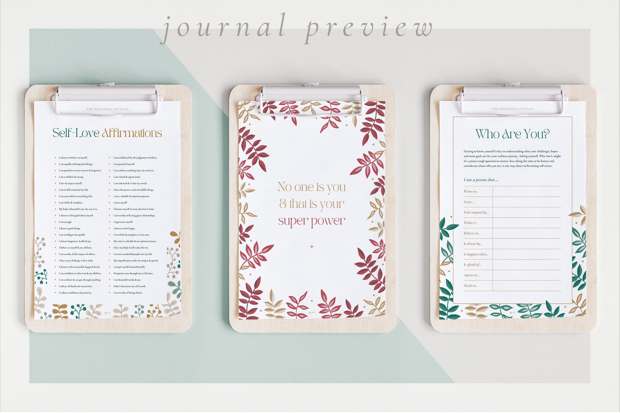 Wellness Journal Printable Self Care Planner PDF Self Love Canva ...