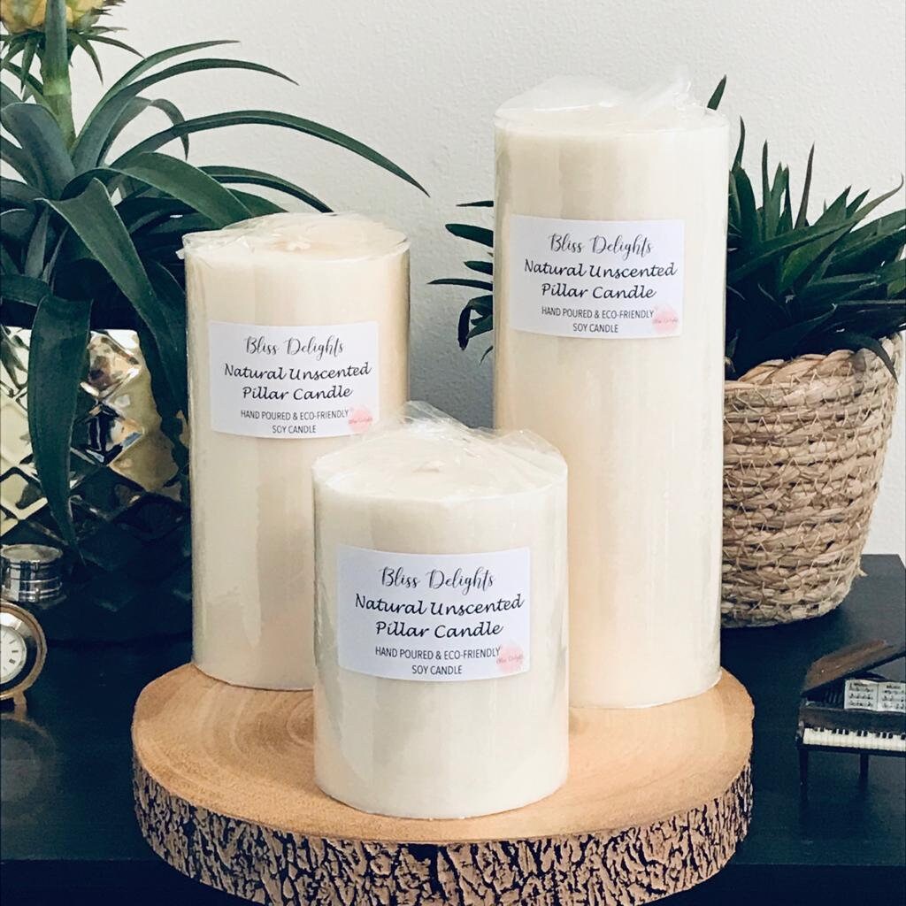 Candles unscented pillar store