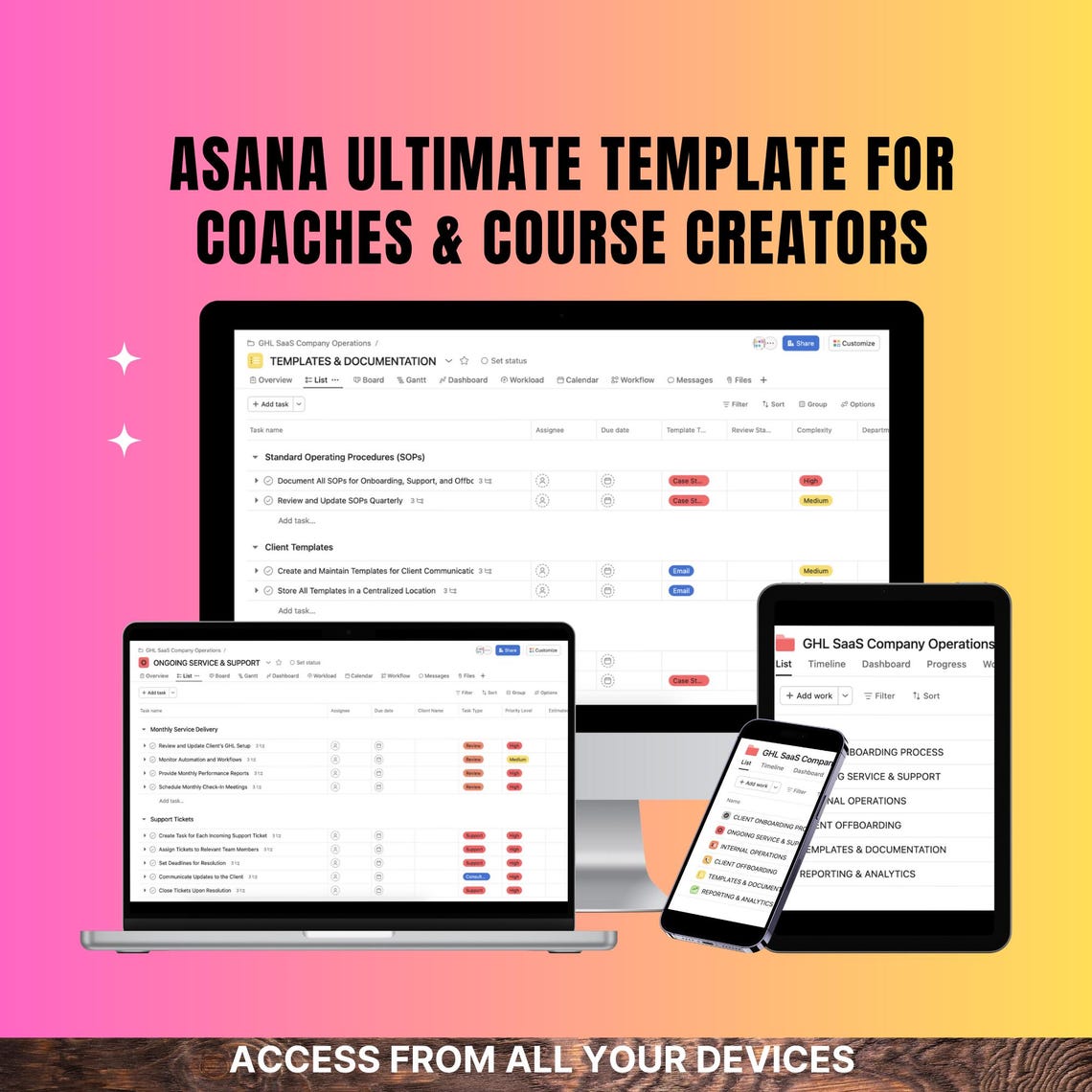 Asana Project Management Template for Coaches | Course Creator Planner ...