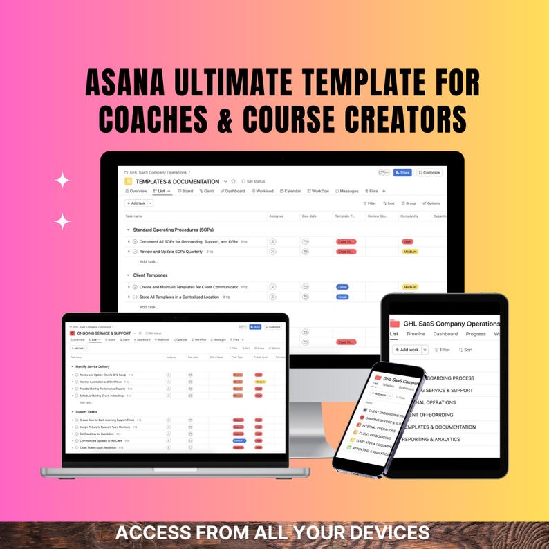 Asana Project Management Template for Coaches | Course Creator Planner ...