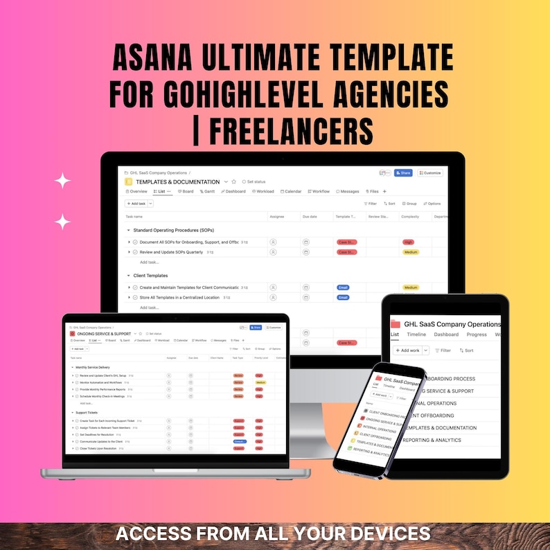 Asana Ultimate Template for Agencies and Freelancers | Gohighlevel ...