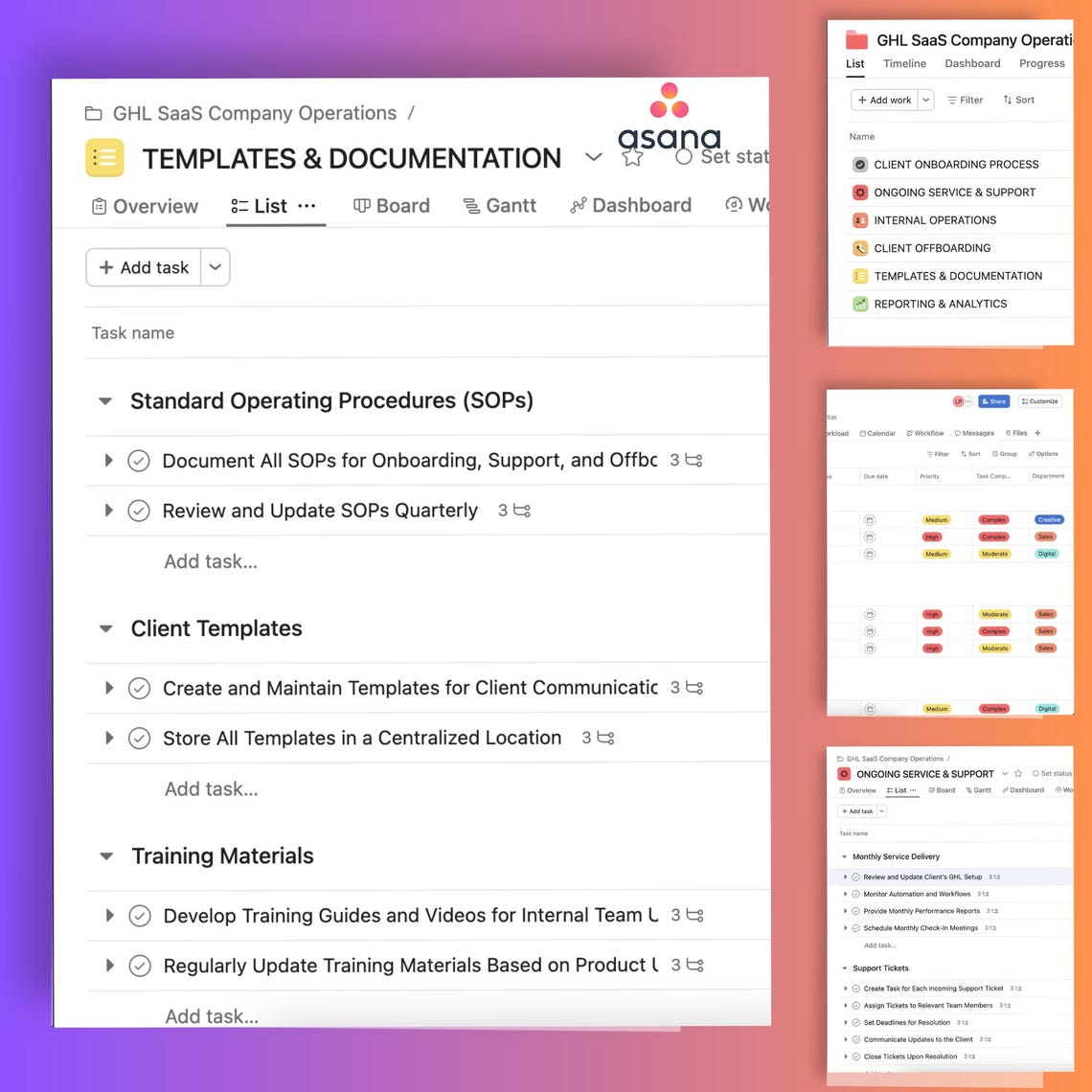 Asana Ultimate Template for Agencies and Freelancers | Gohighlevel ...