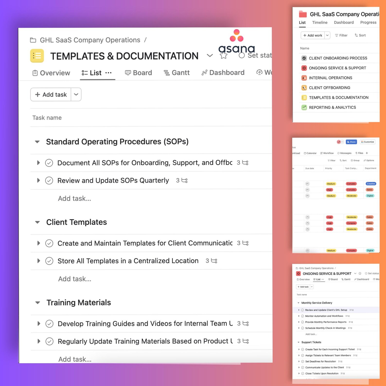 Asana Ultimate Template for Agencies and Freelancers | Gohighlevel ...