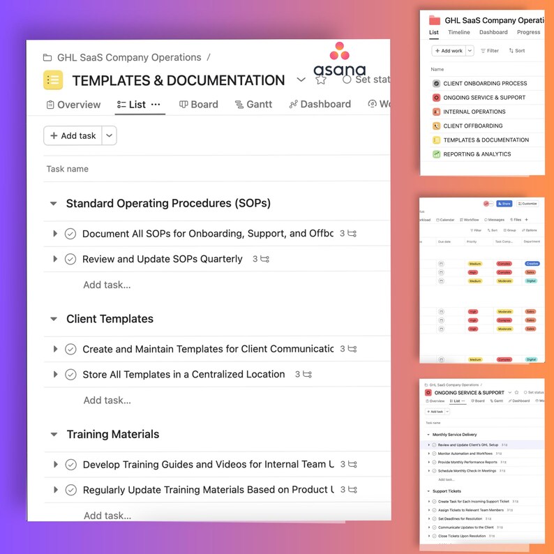 Asana Ultimate Template for Agencies and Freelancers | Gohighlevel ...