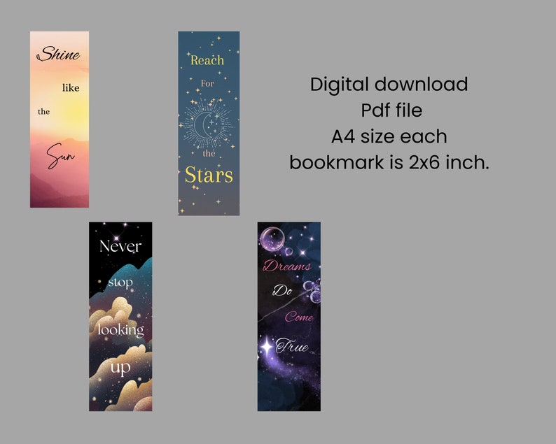 Printable Quotes Inspirational Bookmark Sky and Stars Bookmark Dreamy ...