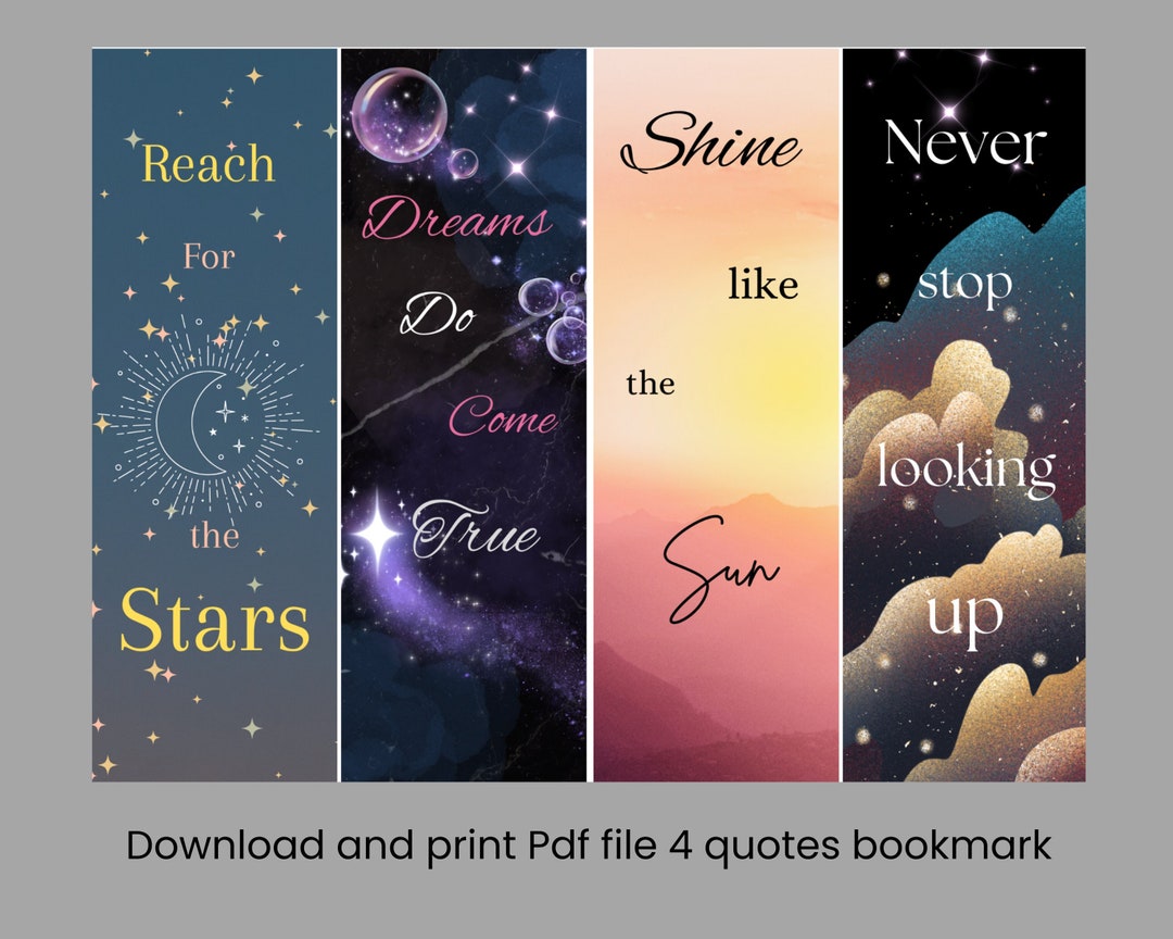 Printable Quotes Inspirational Bookmark Sky and Stars Bookmark Dreamy ...