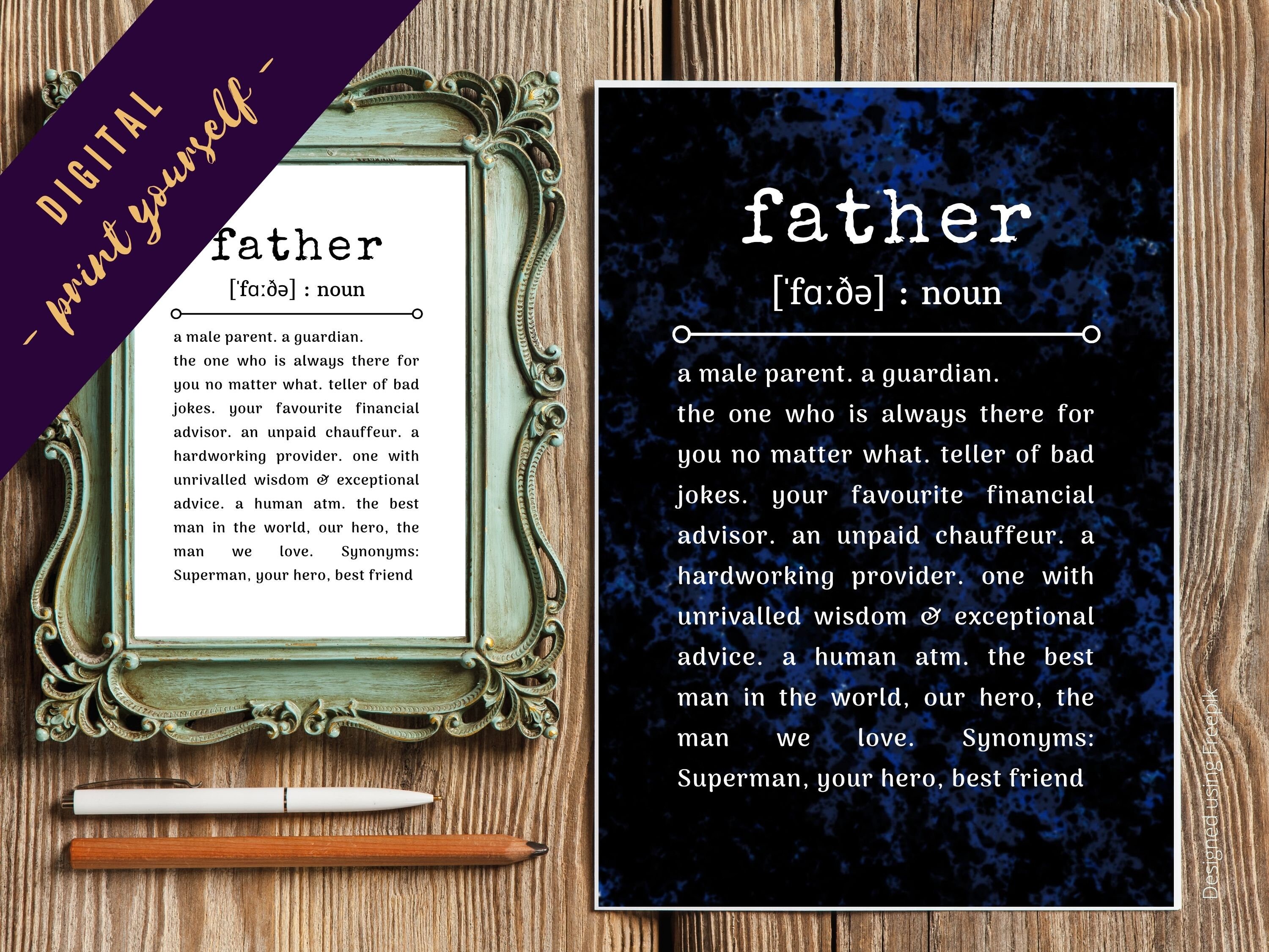 Father Definition Print INSTANT DOWNLOAD Gift for Dad - Etsy UK
