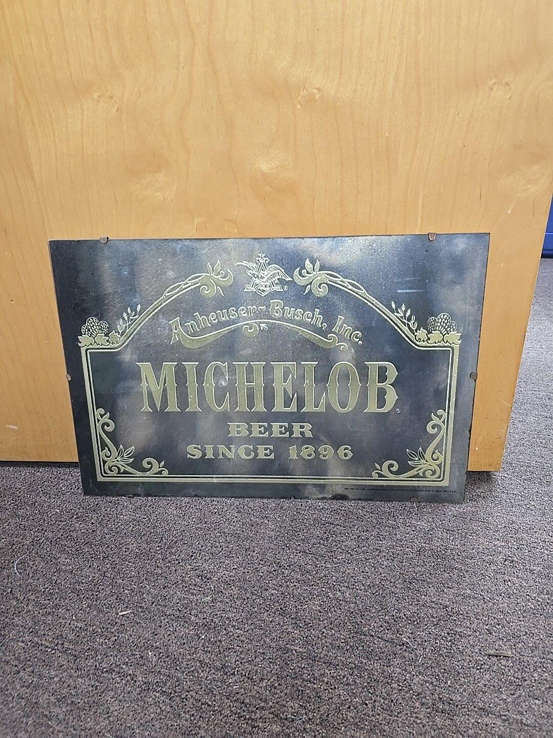 Vintage Michelob Beer Mirror Sign 24x16 Smoked W/ Gold Letters Bar Man ...