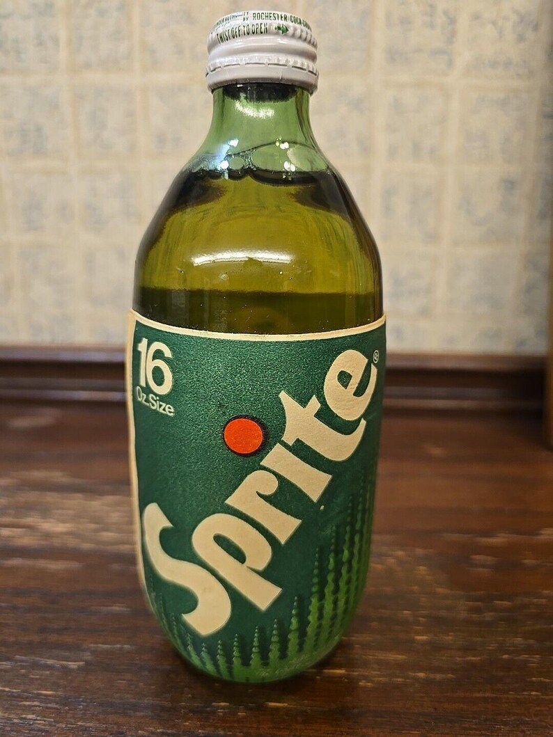 Sprite Vintage Foam Label Sprite Pint 16 Oz Glass Bottle Sealed Full ...