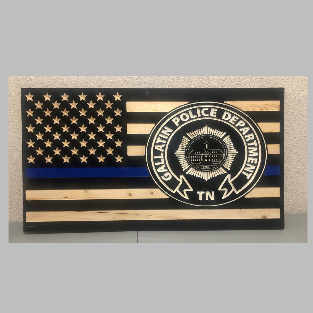 Personalized Blue Line Police Flag - Police Officer Gift - Police Wood ...