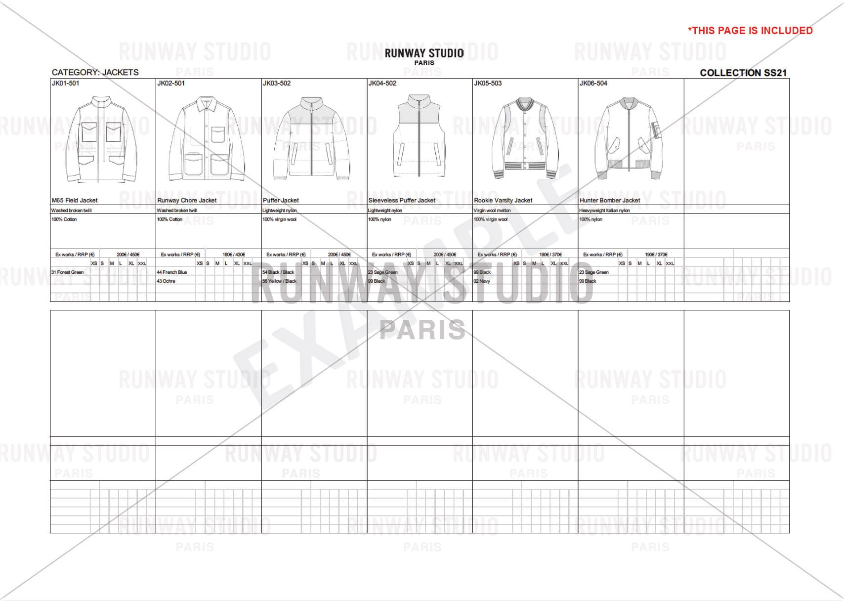 PRODUCT LINE SHEET - Fashion Document Template - Collection Line Plan ...