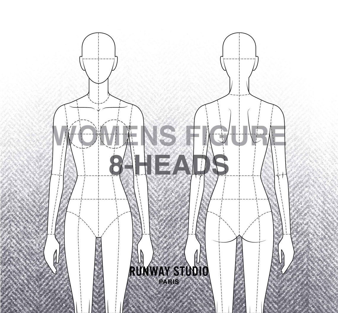 WOMEN'S 8-HEAD FIGURE Template Fashion Vector Sketch - Etsy UK