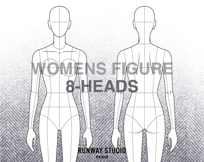 WOMEN'S 8-HEAD FIGURE Template - Fashion Vector Sketch Womenswear ...
