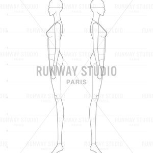 WOMEN'S 9-HEAD FIGURE Template - Fashion Vector Sketch Womenswear ...