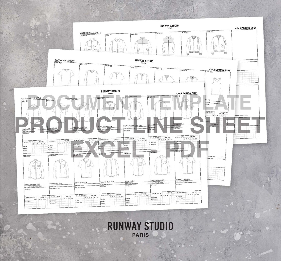 PRODUCT LINE SHEET - Fashion Document Template - Collection Line Plan ...
