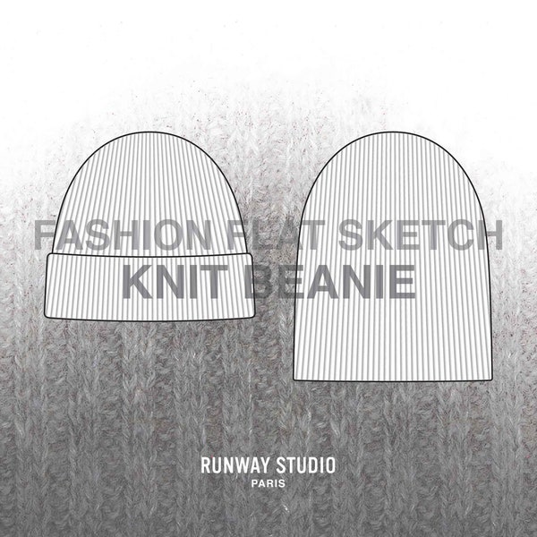 Beanie Drawing Stocking Cap Fashion Flat Streetwear Drawing Tech Pack ...