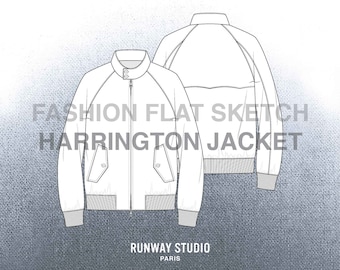 Men's CHORE JACKET Fashion Flat Sketch Fashion Vector Sketch Technical ...