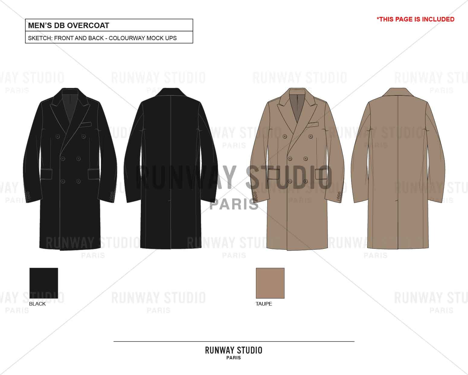 MEN'S DB OVERCOAT Fashion Vector Sketch - Fashion Flat Sketch ...