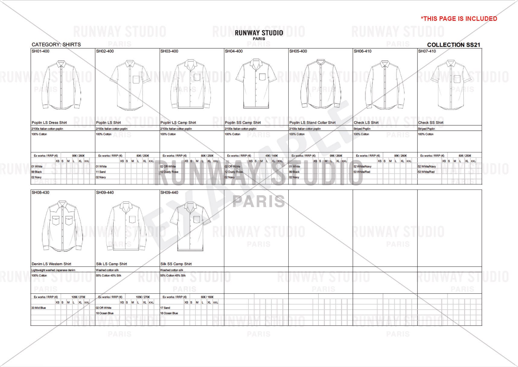 PRODUCT LINE SHEET - Fashion Document Template - Collection Line Plan ...