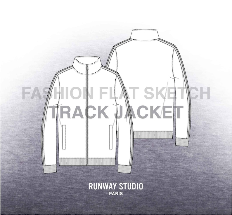 Men’s TRACK JACKET Fashion Flat Sketch - Fashion Vector Sketch ...