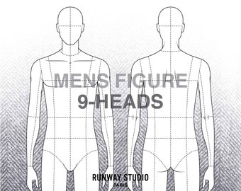 WOMEN'S 9-HEAD FIGURE Template Fashion Vector Sketch | Etsy