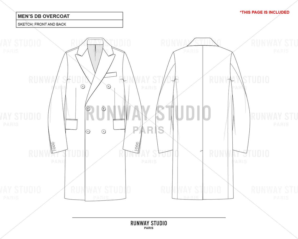MEN'S DB OVERCOAT Fashion Vector Sketch - Fashion Flat Sketch ...