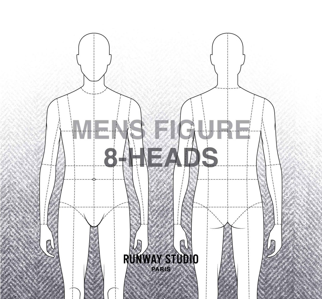 MEN'S 8-HEAD FIGURE Template Fashion Vector Sketch Fashion Design ...
