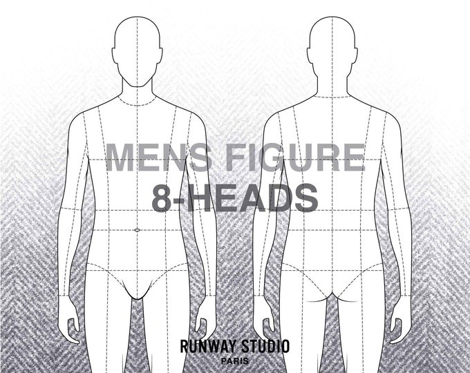 MEN'S 8-HEAD FIGURE Template - Fashion Vector Sketch - Fashion Design ...
