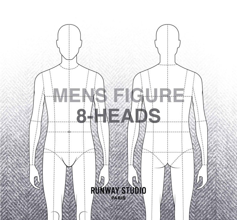 MEN'S 8-HEAD FIGURE Template Fashion Vector Sketch Fashion Design ...