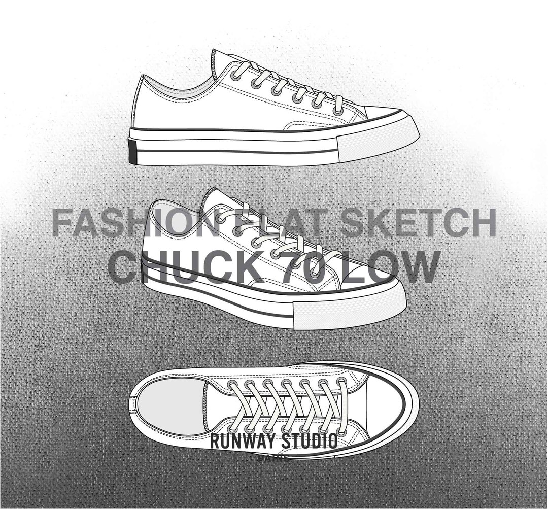 CHUCK 70 LOW SNEAKERS Fashion Flat Sketch - Fashion Vector Sketch ...