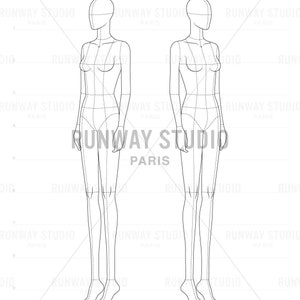 WOMEN'S 9-HEAD FIGURE Template - Fashion Vector Sketch Womenswear ...