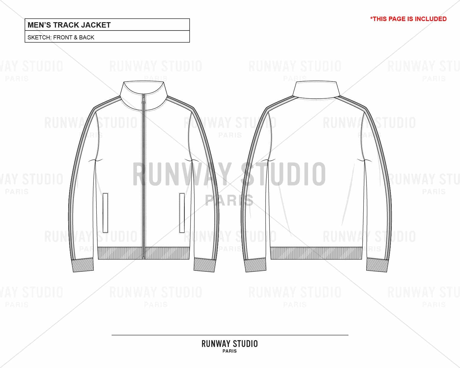 Mens TRACK JACKET Fashion Flat Sketch Fashion Vector Sketch Technical ...