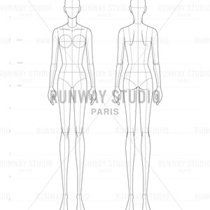 WOMEN'S 9-HEAD FIGURE Template - Fashion Vector Sketch Womenswear ...