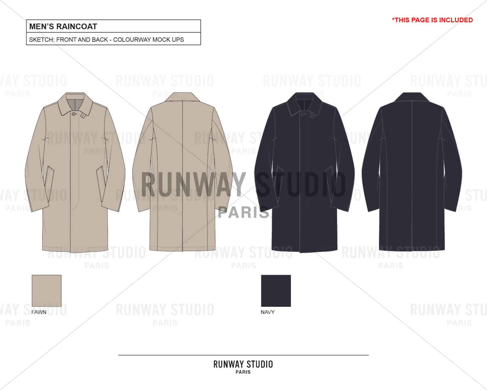 MEN'S RAINCOAT Fashion Vector Sketch - Fashion Flat Sketch - Menswear ...