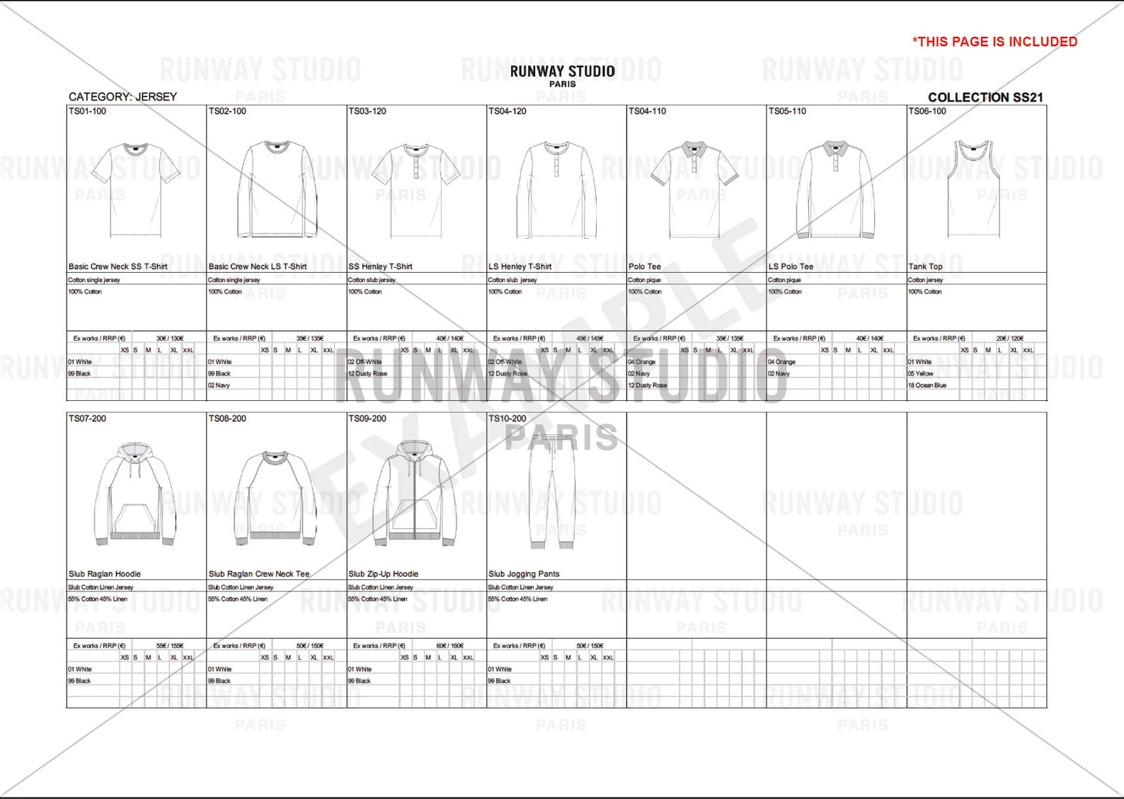 PRODUCT LINE SHEET - Fashion Document Template - Collection Line Plan ...