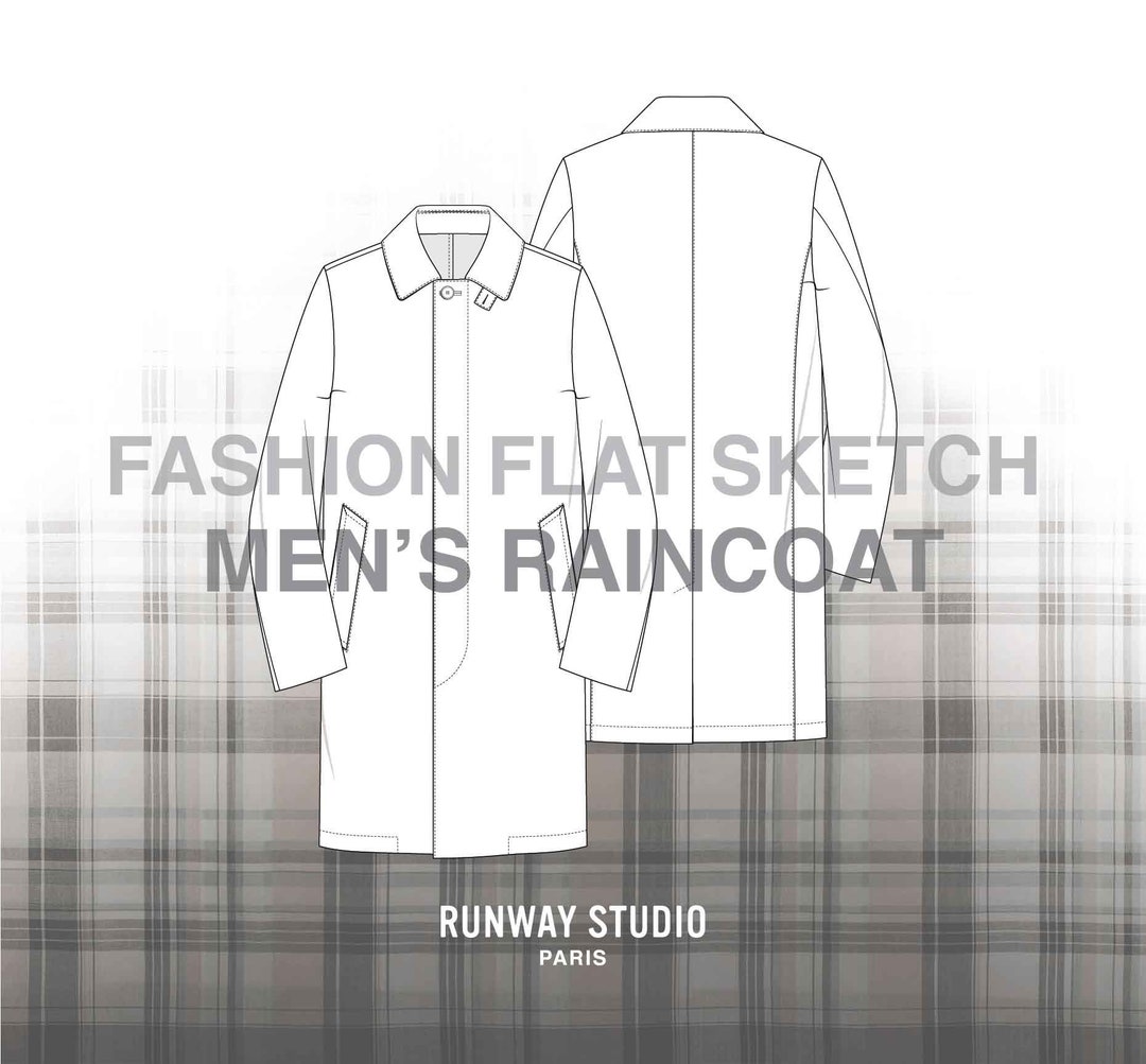 MEN'S RAINCOAT Fashion Vector Sketch - Fashion Flat Sketch - Menswear ...