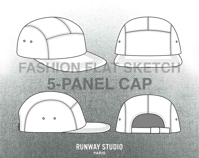 5-PANEL CAP Fashion Flat Sketch - Fashion Vector Sketch - Hat Sketch - Etsy