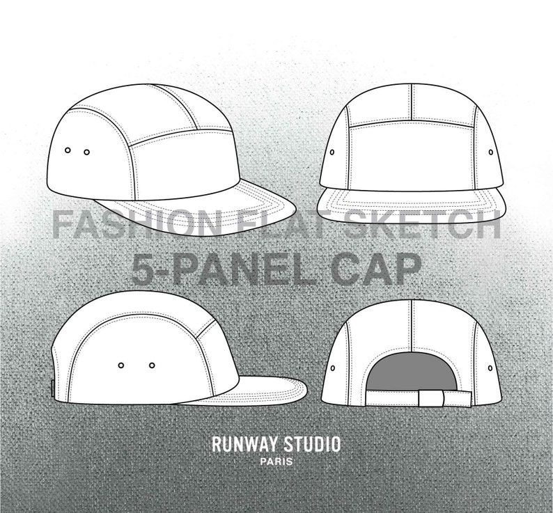 5-PANEL CAP Fashion Flat Sketch Fashion Vector Sketch Hat | Etsy