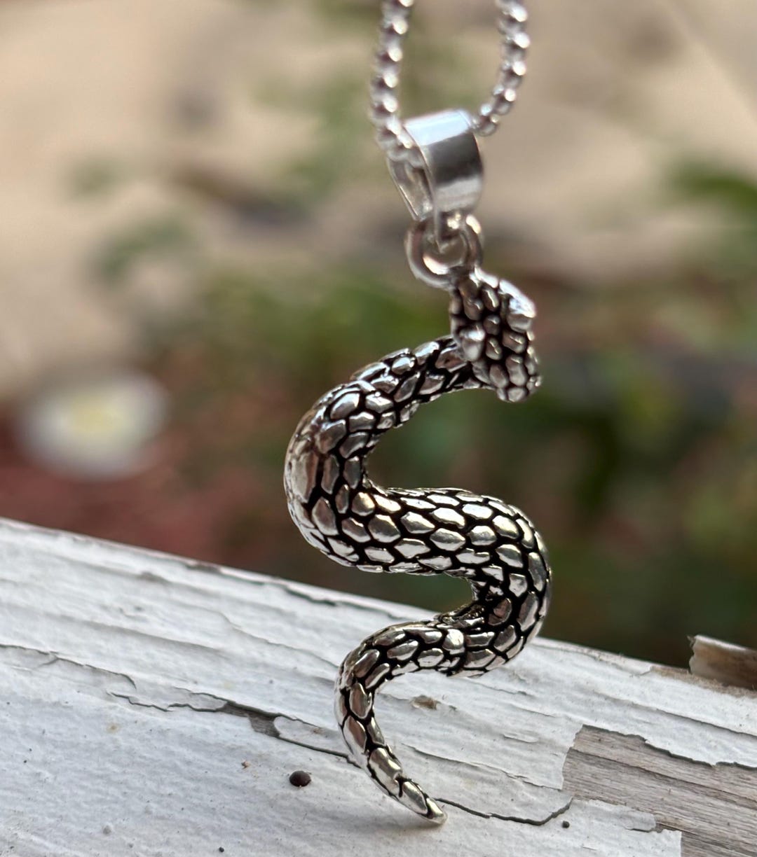 Sterling Silver Snake Pendant Necklace – Moving Serpent Charm for Men ...