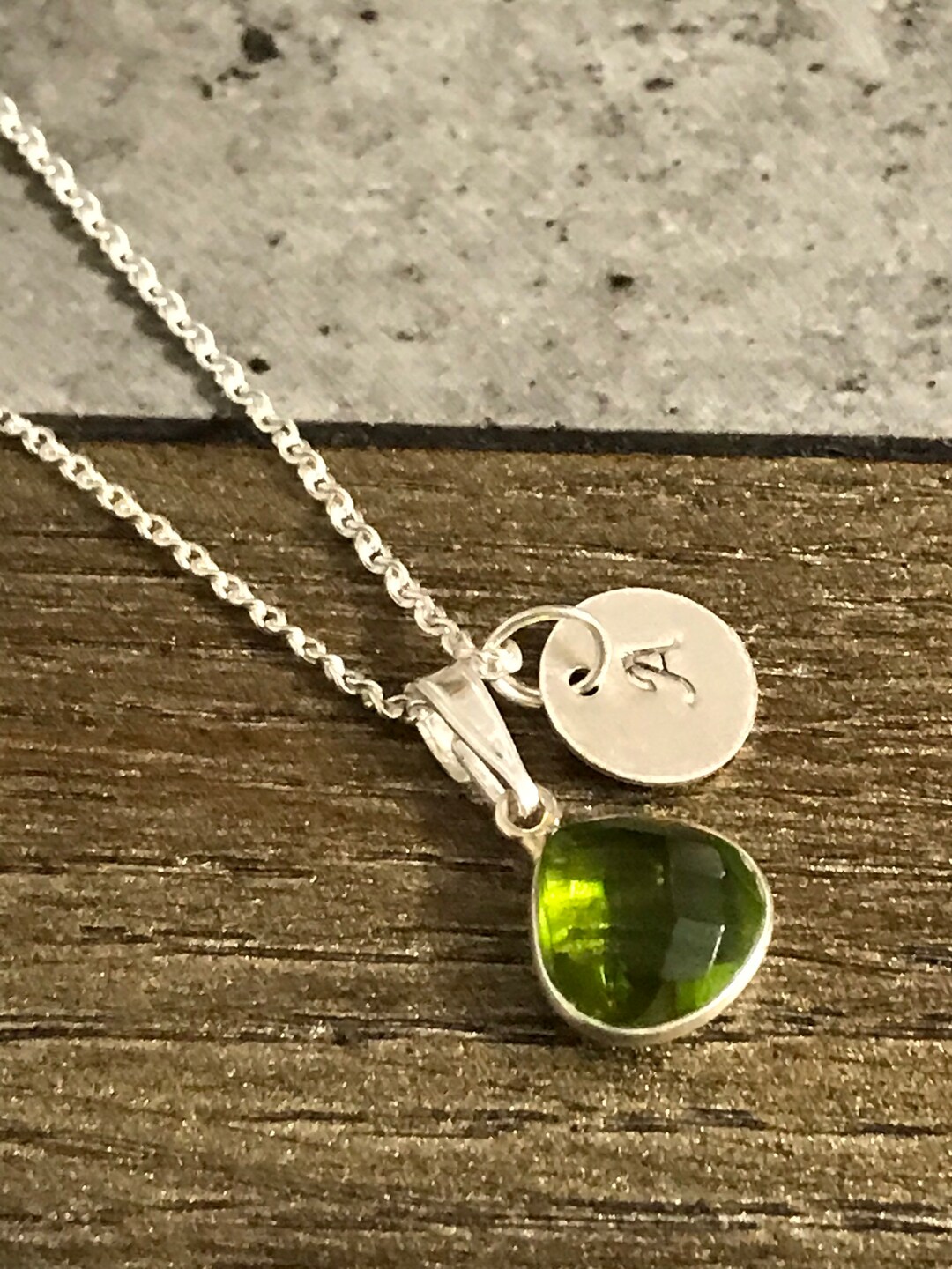 Peridot Necklace Earrings or Set- Sterling Silver Wire Bezel Set ...