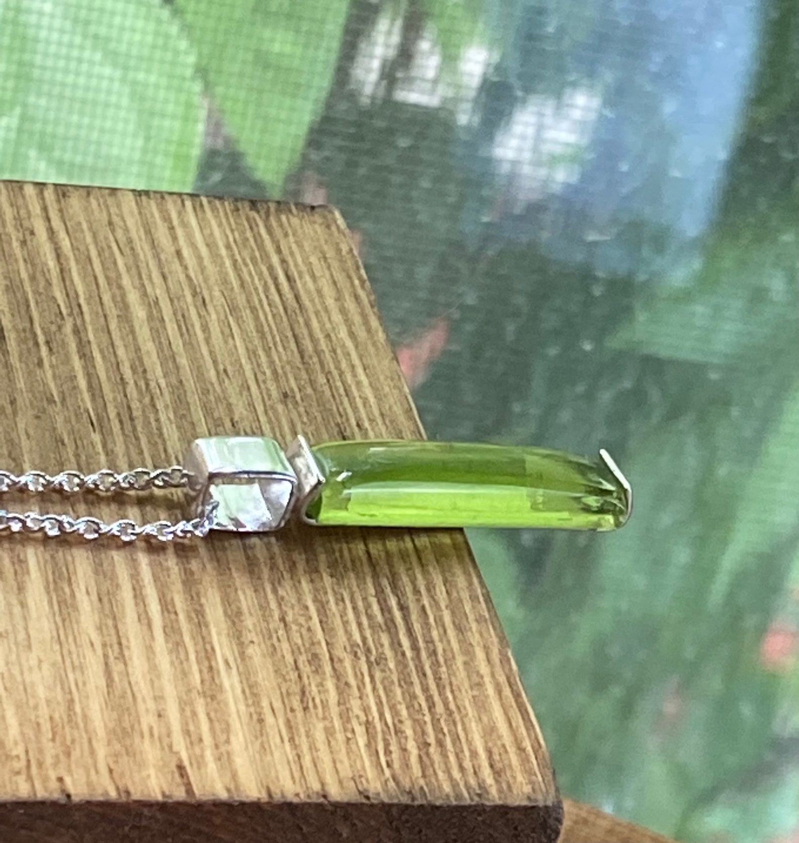 Peridot Silver Bar Necklace for Men Women- Sterling Silver Set Peridot ...