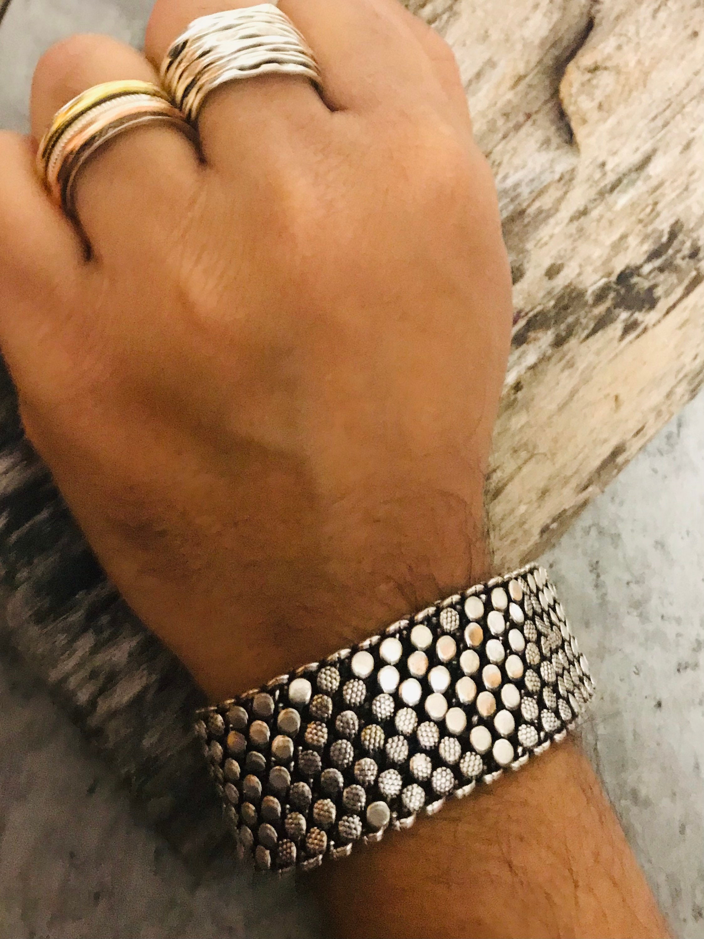 Heavy 925 Sterling Silver Bracelet • 100g Solid Silver • Wide Woven ...