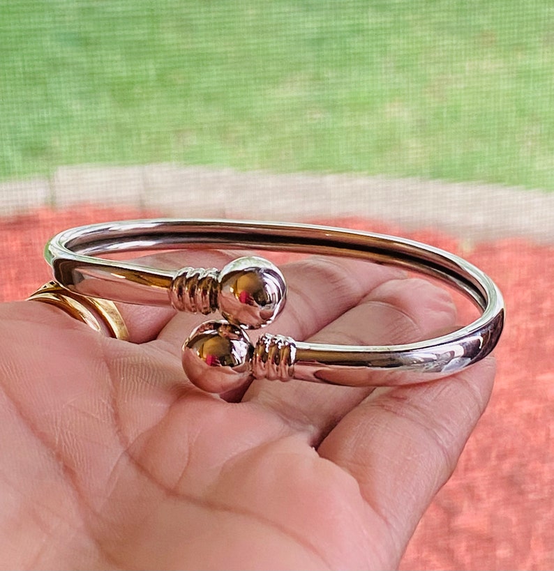 Sterling Silver Bracelet for Men Women- Adjustable Cuff 925 - Double ...