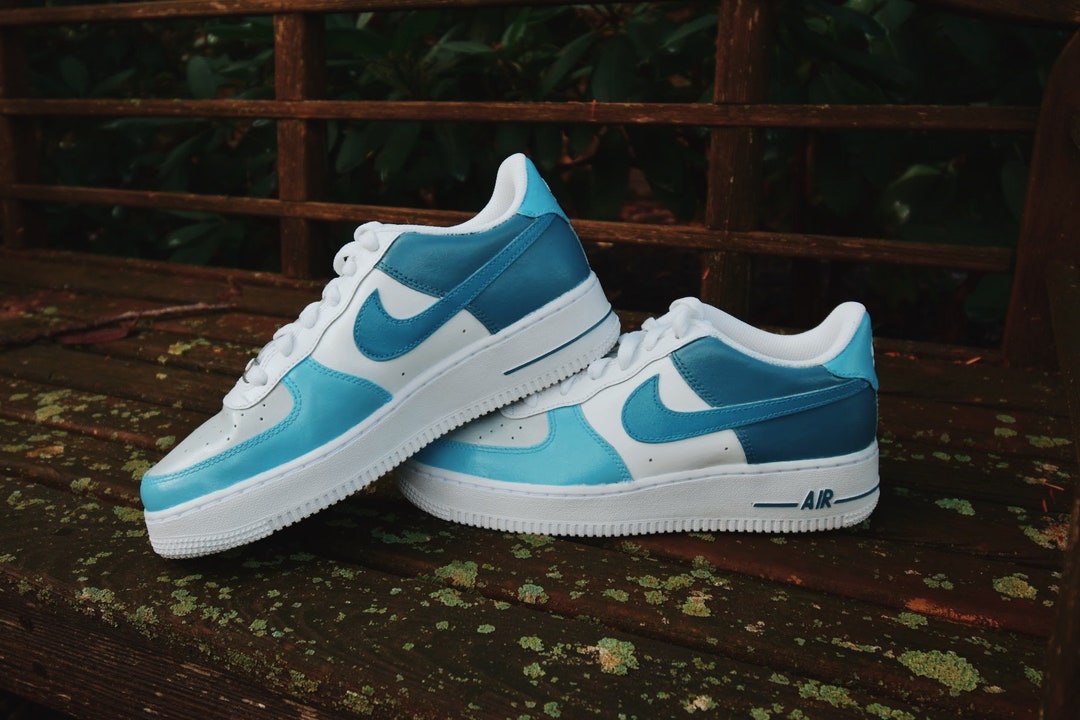 Blue Custom Air Force 1s - Etsy