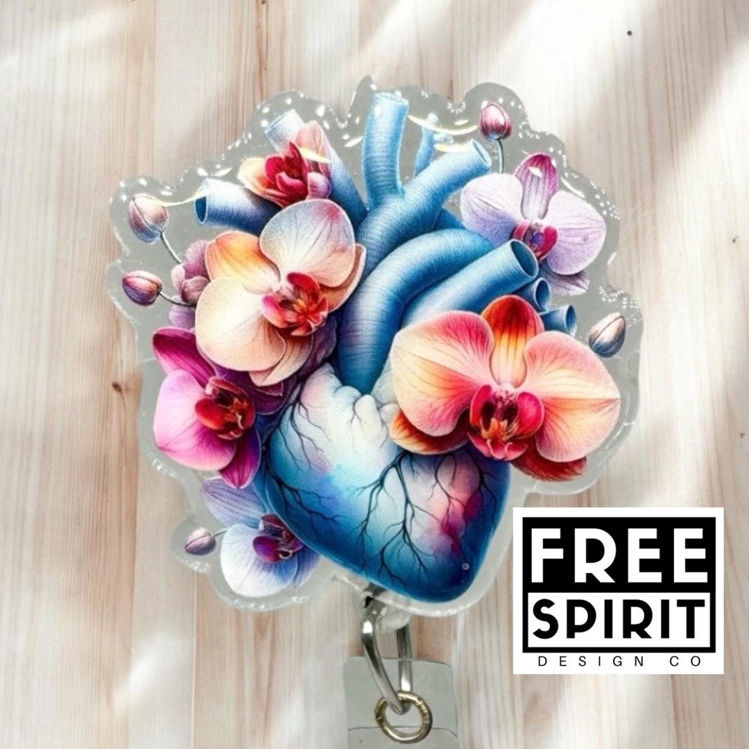Floral Heart - Badge Reel | Cardiac | Flower | Boho | Anatomy ...